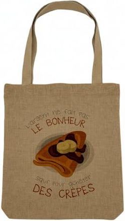 Fabulous Sac Shopping Tote Bag Aspect Lin - Cr&ecirc;pe - Largent ne Fait Pas le Bonheur Street Food Sac de Courses Toile Epaisse 360g Beige Naturel Cabas Port&eacute; Epau