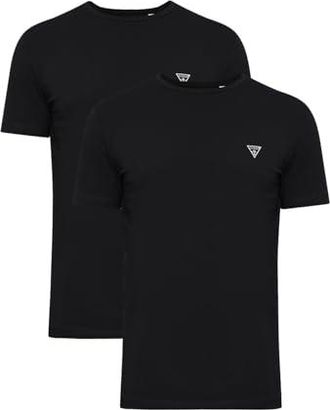 Guess Guess Mens Short Sleeve Caleb Hero Crew Neck 2Pack, Jet Black W/Frost Grey