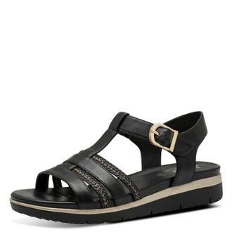 Jana Damen Sandalen flach mit Klettverschluss Vegan, Schwarz (Black), 41 EU