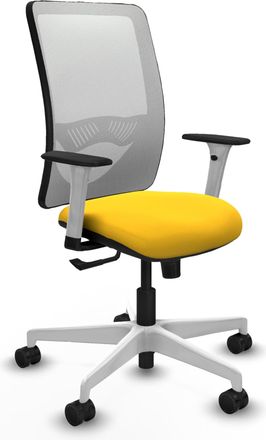 Piqueras y Crespo Schreibtischstuhl Zulema aus Kunstleder mit wei&szlig;en und schwarzen Armlehnen, h&ouml;henverstellbare Lendenwirbelst&uuml;tze, ausgestattet mit 3 Positionen und Sc