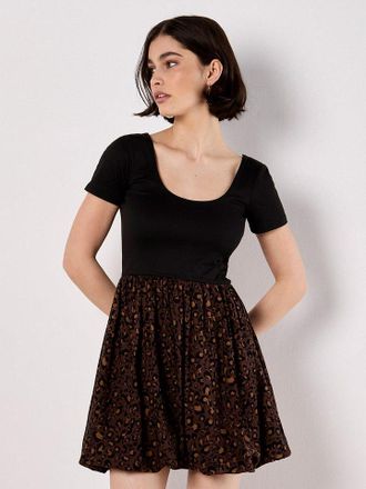 Apricot Minikleid Animal-Print Kleid mit Ballonrock