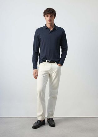 Mango Pull polo 100 % coton d&eacute;tail contrast&eacute; bleu marine - Homme - XXL - MANGO MAN