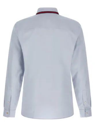 Gucci Web-Trim Collar Oxford Shirt - light blue
