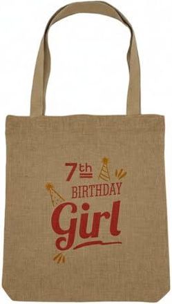 Fabulous Sac Shopping Tote Bag Aspect Lin - 7th Birthday Girl Celebration Kids Party Gift - Sac de Courses Toile Epaisse 360g Beige Naturel Cabas Port&eacute; Epaule 