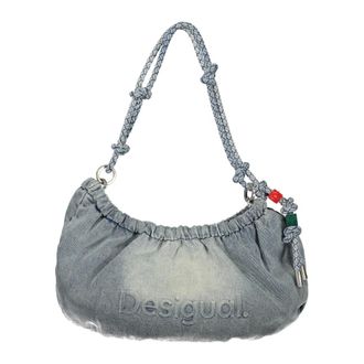 Desigual Femme, Sacs, Bleu, Taille: ONE Size Half Logo Denim Waverly Bag