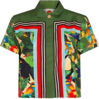 Farm Rio Farm Rio, Femme, Blouses et Chemises, Multicolore, Taille: 38 FR Bird Leaves Shirt