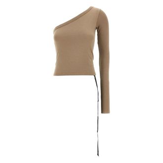 Rick Owens Beiger One-Shoulder Langarm T-shirt - - Tops - Damen - Beige - L