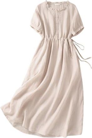 Generic Robe amincissante 2026 pour femmes et loisirs cr&eacute;atifs, couleur unie, l&eacute;g&egrave;re, fine, mi-longue, d&eacute;contract&eacute;e, blanc, XXL