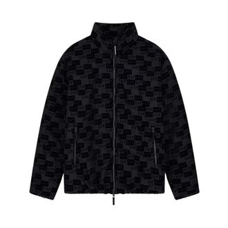 Emporio Armani Oversized Bomberjacke mit Kapuze und Samt-Monogramm - - Jackets - Herren - Schwarzk - L