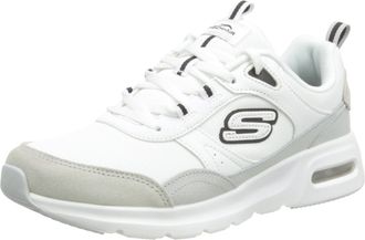 Skechers Damen Skech-air Court Sneaker, Weißes Ledernetz Schwarzer Rand, 41 EU