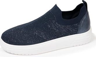 Isotoner Baskets Femme Slip on, Semelle Plateforme, Confortables, Souple et légères, 38 EU, Marine Lurex