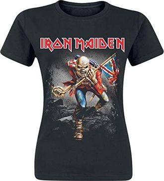 Iron Maiden Vintage Trooper Femme T-Shirt Manches Courtes Noir XL 100% Coton Regular/Coupe Standard