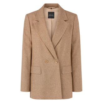 Marc Cain Femme, Vestes, Beige, Taille: 38 FR Blazer Luxueux avec Effet Paillet&eacute;