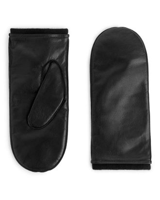 Arket Gefütterte Lederfäustlinge -Schwarz