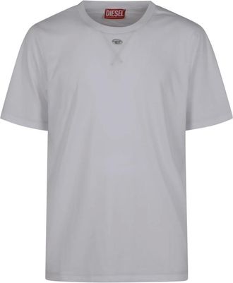 Diesel Homme, Tops, Blanc, Taille: L T-shirt Regular avec col rond et Oval D
