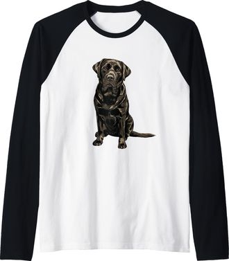 Whyitsme Design Schwarzer Labrador Retriever Illustration Schwarzer Laborhund Raglan