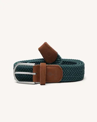 Faguo Ceinture tress&eacute;e vert gris&eacute; et camel