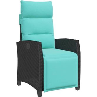 vidaXL Chaise de jardin inclinable avec table dappoint noir polyrotin vidaXL