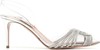 Aquazzura Femme, Chaussures, Gris, Taille: 38 1/2 EU Gatsby Plexi Sling 75