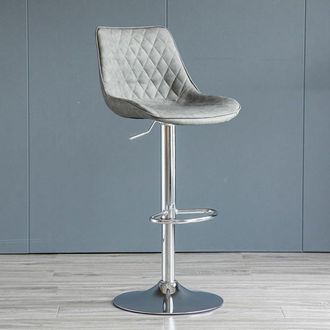 Generic Barhocker aus Leder, silberfarbenes Gestell, h&ouml;henverstellbarer Drehhocker, Barhocker mit hoher R&uuml;ckenlehne/60-80 cm