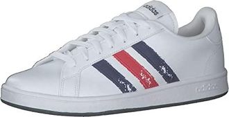 adidas Homme Grand Court Base Beyond Chaussure de Piste dathltisme, Blanc Bleu Rouge (Ftwbla Azurea Escarl), 41 1/3 EU