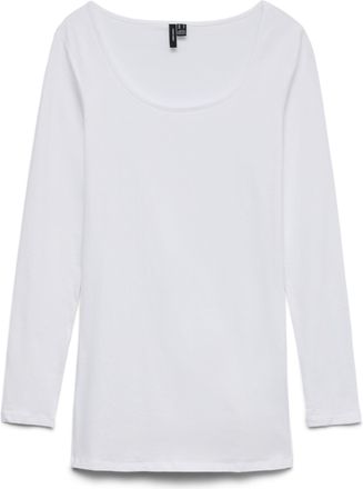Vero Moda Damen Langarmshirt VMMAXI My LS Soft Long U - Neck NOOS, Gr. 40 (Herstellergr&ouml;&szlig;e: L), Wei&szlig; (Bright White)
