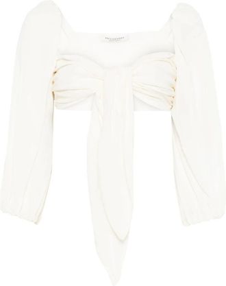 Philosophy di Lorenzo Serafini Femme, Tops, Blanc, Taille: 40 FR Knot-Front Crop Top