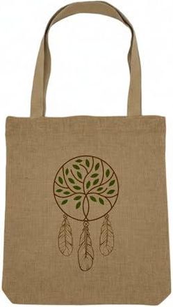 Fabulous Sac Shopping Tote Bag Aspect Lin - Nature Arbre For&ecirc;t Amour Boh&eacute;mien - Sac de Courses Toile Epaisse 360g Beige Naturel Cabas Port&eacute; Epaule Solide Impri