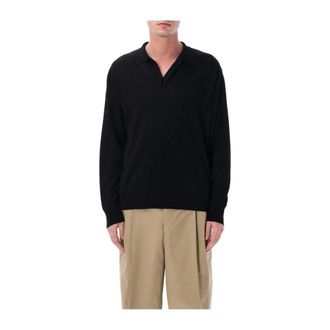 Roberto Collina Polo Tricot Manches Longues - Homme - Pulls - Noir - Taille: L