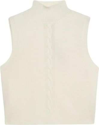 Oltre Femme, Pulls, Blanc, Taille: 44 FR Pull sans manches en m&eacute;lange de cachemire