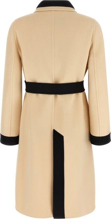 Valentino Garavani Contrast-Trim Wool Coat - Cream