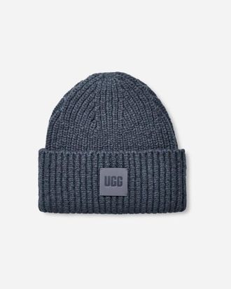 UGG Breit gerippte Beanie f&uuml;r Herren in Dark Wave, Gr&ouml;&szlig;e Polyestermischung