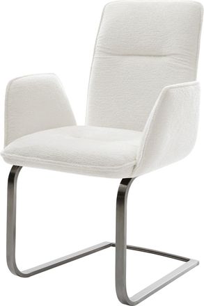 DELIFE Schwingstuhl Vinja-Flex Freischwinger flach Graphit Boucl&eacute; Soft Beige