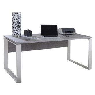 Composad Eleganter und moderner Holzschreibtisch 3D-Effekt mit Stahlf&uuml;&szlig;en und PC-Arbeitsplatz f&uuml;r B&uuml;ro und Schlafzimmer -170 x 80 cm / Zement