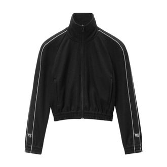 Alexander Wang Femme, Sport, Noir, Taille: 38 FR Logo-Tape Cropped Track Jacket