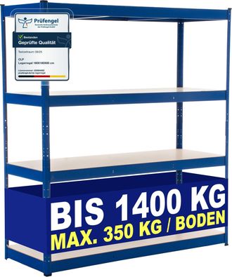 Clp Lagerregal 160X180X60 cm I Böden Bis Je 350 KG Belastbar I Metall-Steckregal, Farbe:blau