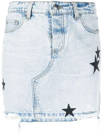 Amiri Jeansrock mit Stern-Patch - Blau