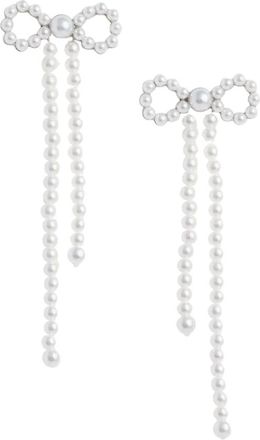 Self Portrait Femme, Accessoires, Gris, Taille: ONE Size Pearl Bow Earrings