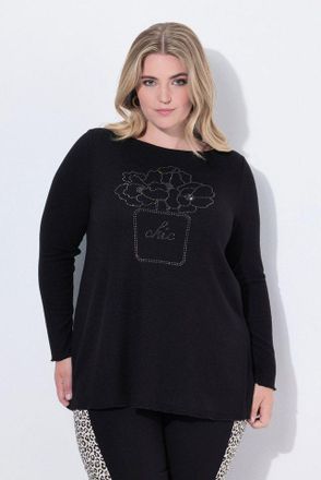 Miamoda Strickpullover Pullover A-Linie Glitzersteinchen Langarm