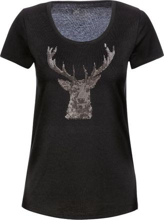 Trigema Damen Hirsch T-Shirt, Schwarz (Schwarz 008), XL