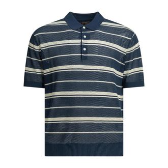 Beams Plus Gestreiftes Strick-Poloshirt - - Tops - Herren - Blau - L
