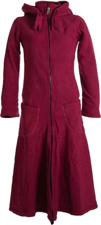 vishes Alternative Bekleidung - Langer, warmer Fleece Mantel mit Zipfelkapuze dunkelrot 36-38