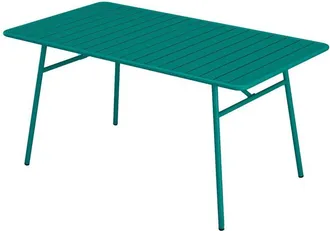 Vente-Unique Vente-unique - Table de jardin L.160 cm en m&eacute;tal - Bleu canard - mirmande de mylia