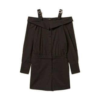 Twinset Femme, Combinaisons et Ensembles, Noir, Taille: 42 FR Combinaison-short &agrave; bretelles &agrave; boucles