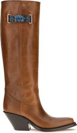Chlo&eacute; Womens Over-The-Knee Azelan Leather Boots Amber Brown Calf