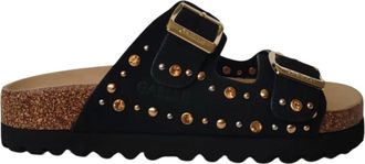 Ga&euml;lle Paris Femme, Chaussures, Noir, Taille: 39 EU Sandalo in suede doppia fibbia e borchie