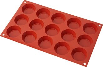 Silikomart | SF014 Silikonform für TARTELLETTA Monoportionen, antihaftbeschichtet, 15 Hohlräume, 1er Pack Kuchenform, Ø 50 h 15 mm, Made in Italy, Rot
