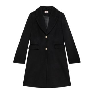 Oltre Midi-Mantel mit goldenen Kn&ouml;pfen - - Coats - Damen - Schwarzk - L