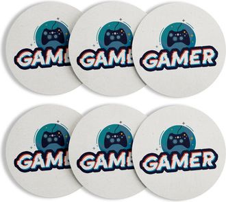 Fabulous Untersetzer aus Glas, rund, Basis Kork, Gamer Passion, Videospiele für Kinder, 6 Stück (95 x 95 mm)