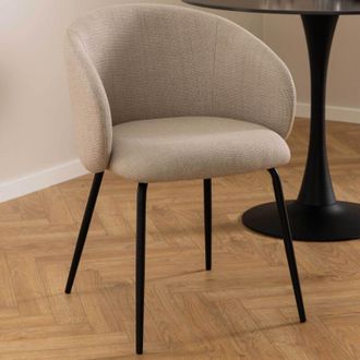 ebuy24 Eleanor chaise de salle &agrave; manger avec accoudoirs tissu beige